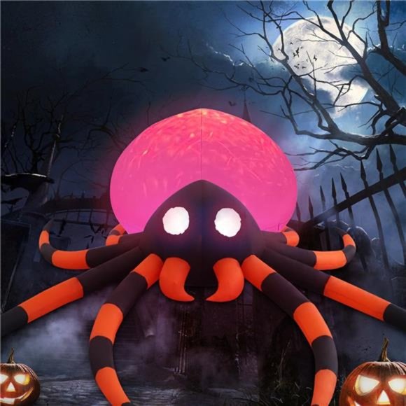 Holiday | 12ft Orange Flame Light Spider Halloween Outdoor Decoration ...